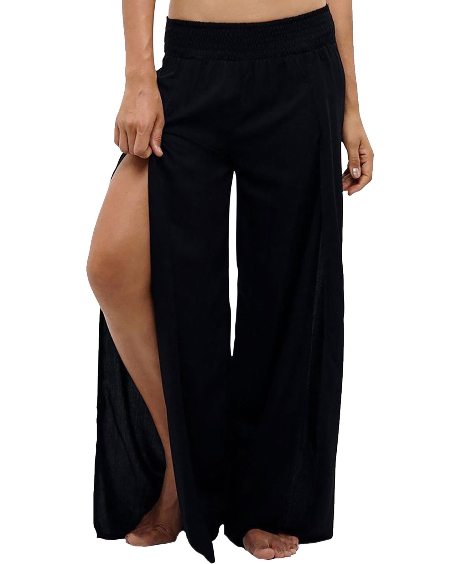 Womens Slit Leg Pants Flowy Tie Dye Palazzo Style Pant Lounge Pants ...
