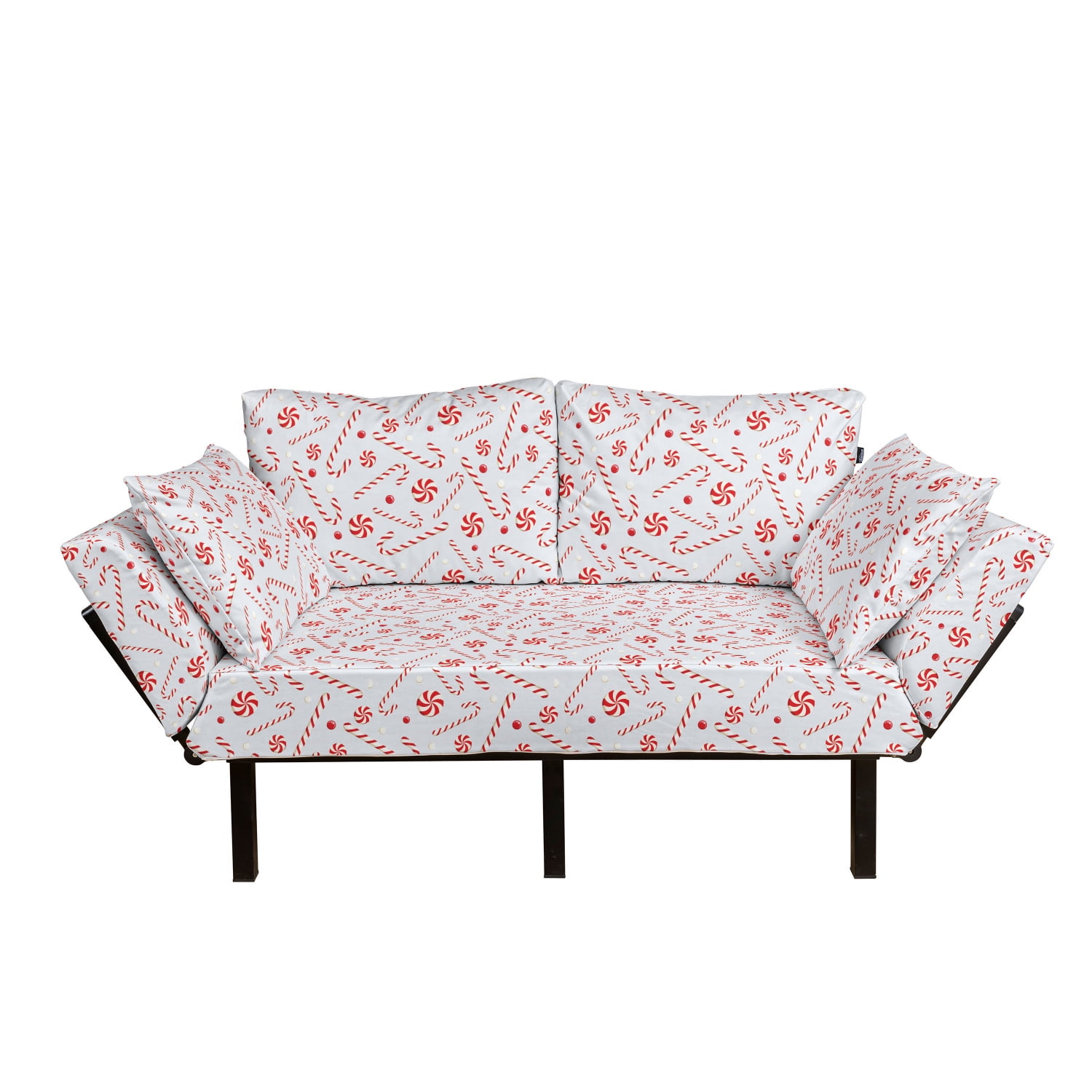Candy Cane Futon Couch, Sugary Treats of New Year Celebrations Pattern ...
