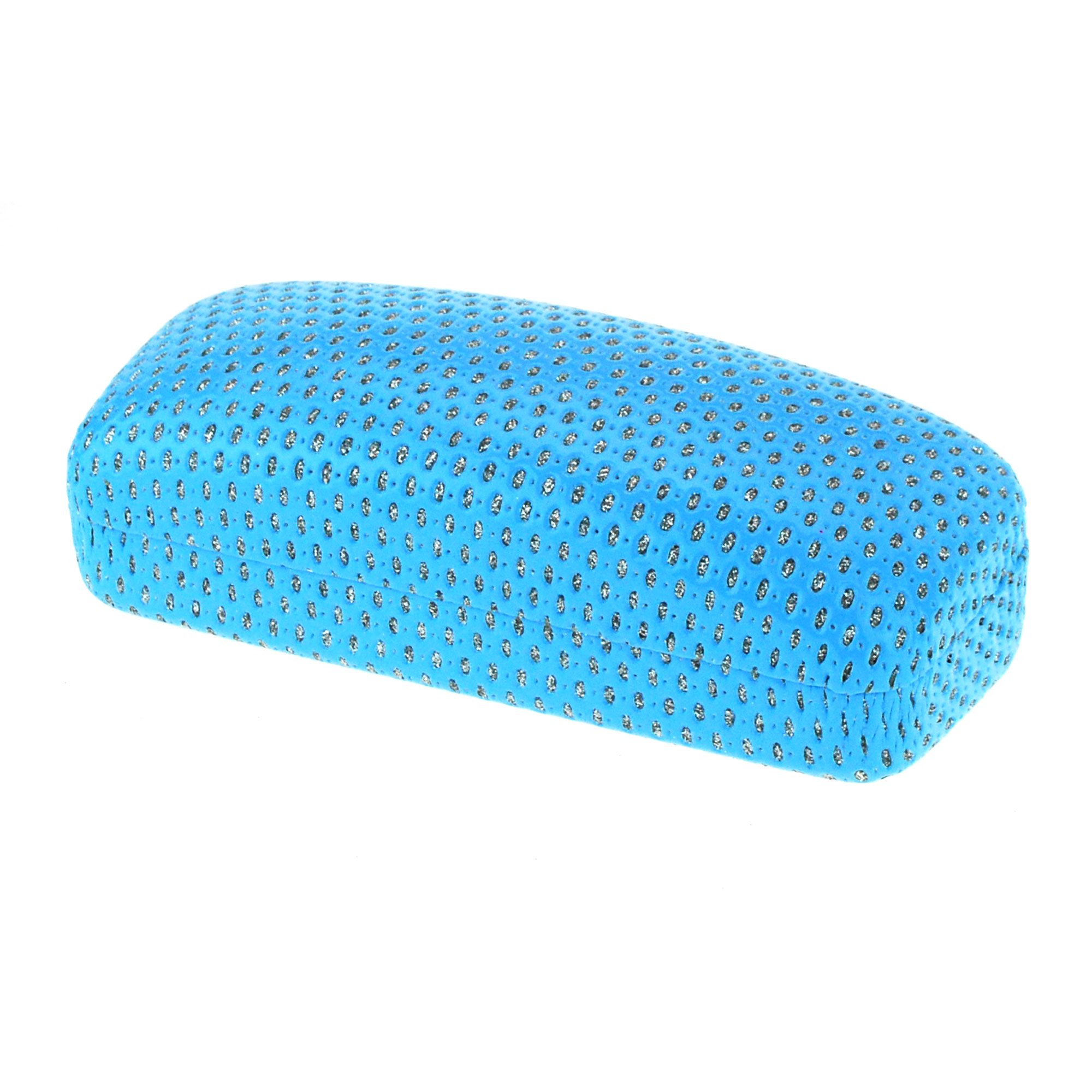 Womens Glitter Perforated Leather Clam Shell Eye Wear Hard Case Blue ...