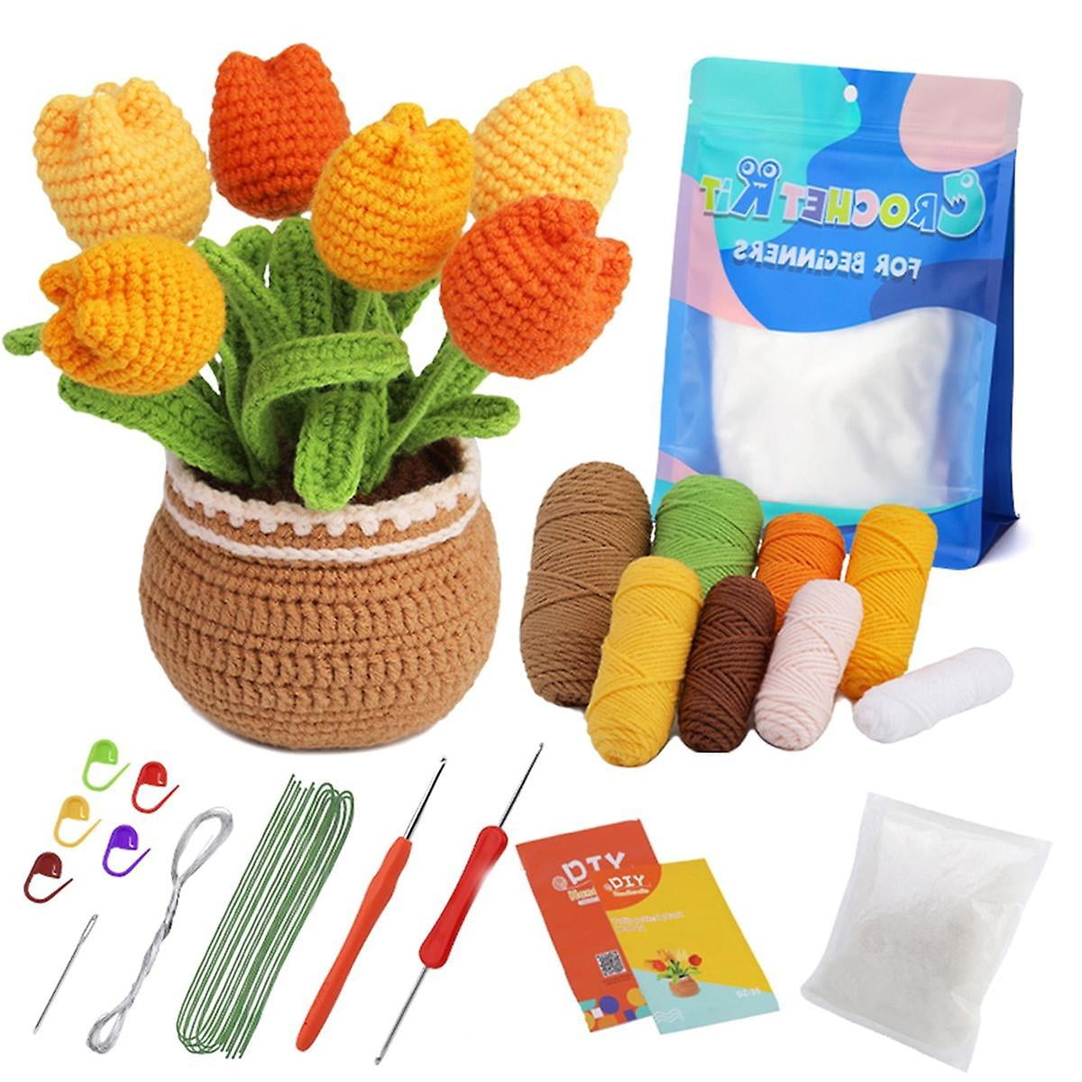 Kit de crochet Diy Tulip Kit de crochet con agujas de hilo de tejer ...
