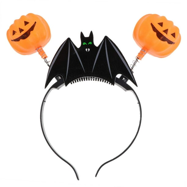 3pcs Halloween LED Light Up Headbands Pumpkin Bat Glow Head Bopper ...