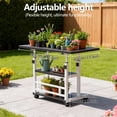 Adjustable Height Garden Workbench with Lockable Wheels – Metal Frame ...