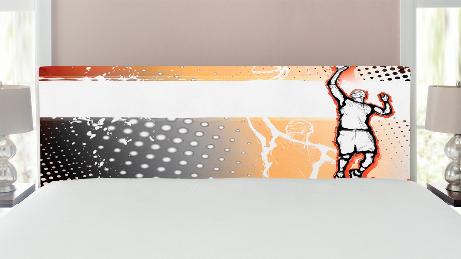 Basketball Headboard, Basketball Player in the Middle of Game Dotted ...