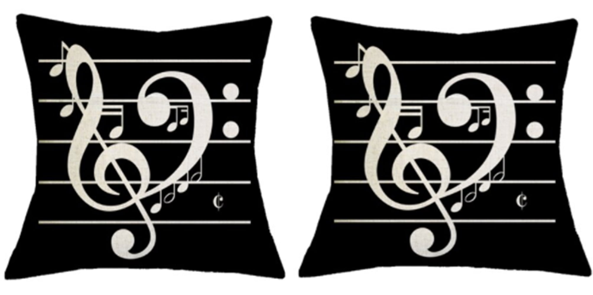 LINEL Black Treble Clef Musical Pillows Set of 2 Pillows - Walmart.com