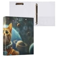 Cat Astronaut Planets Round Ring Binder 3 Rings 1.5" Capacity File ...