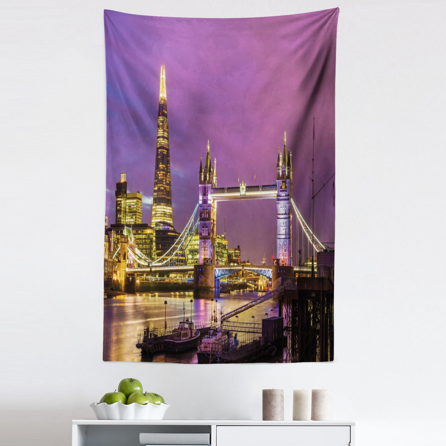 Europe Tapestry, Tower Bridge in London at Night Historical Cultural ...