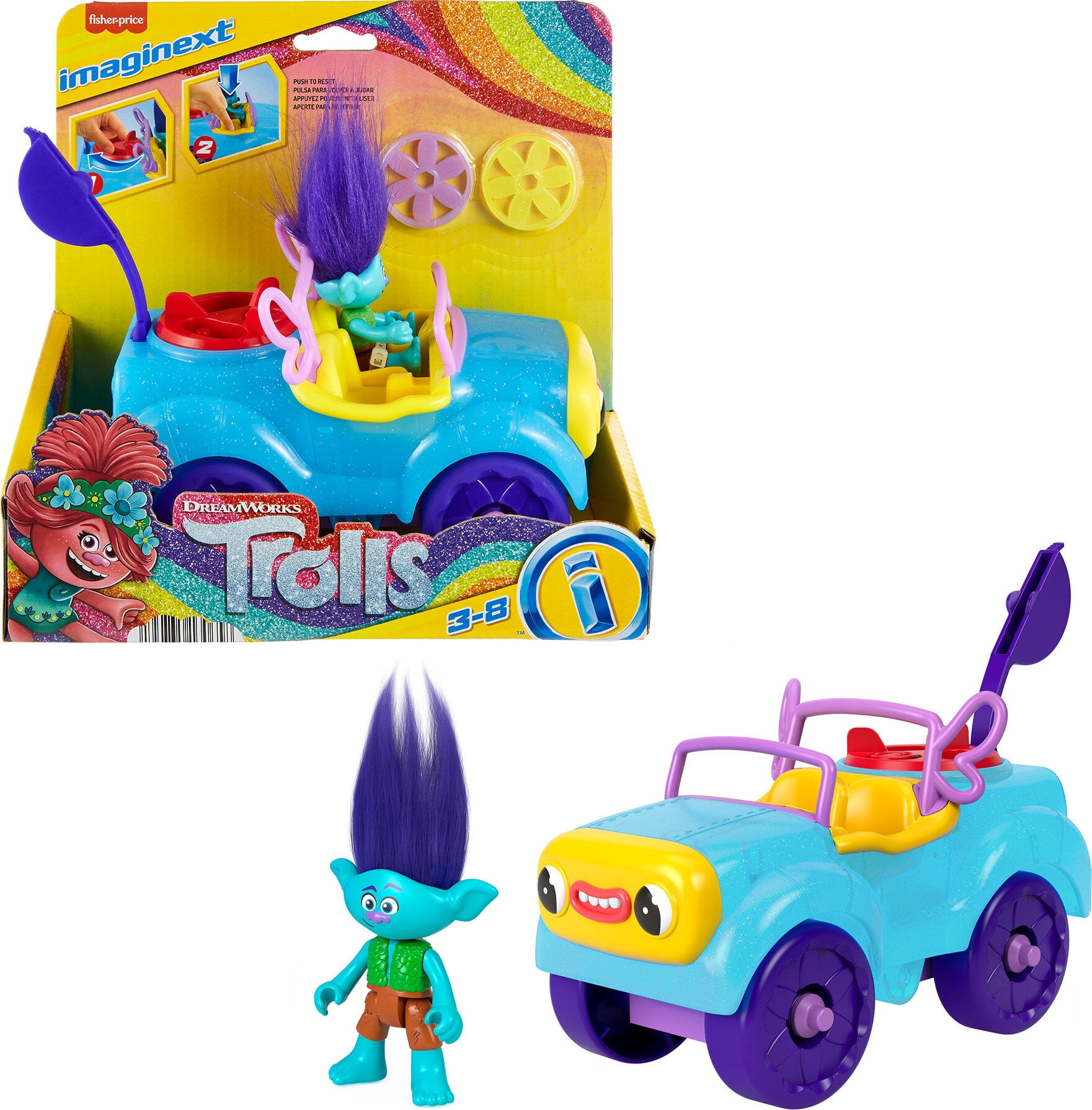 Imaginext DreamWorks Trolls Branch Figure and Buggy Toy Car with ...