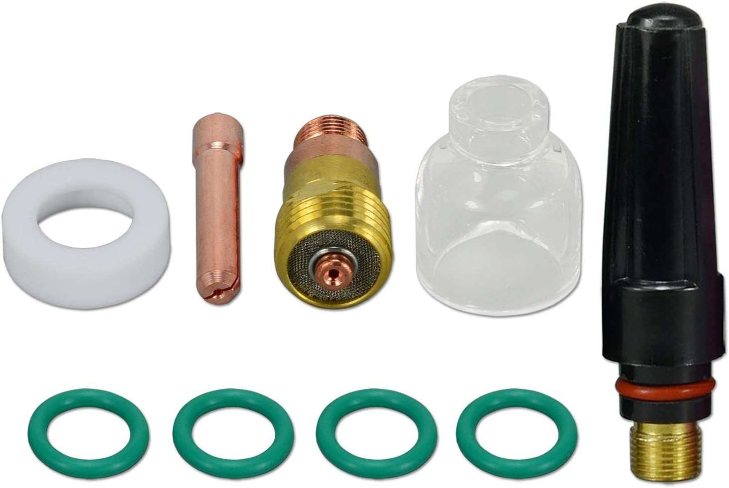 TIG Stubby Gas Lens Collet Body 1.0mm 17GL040 Collet 10N22S Pyrex Cup 5 ...
