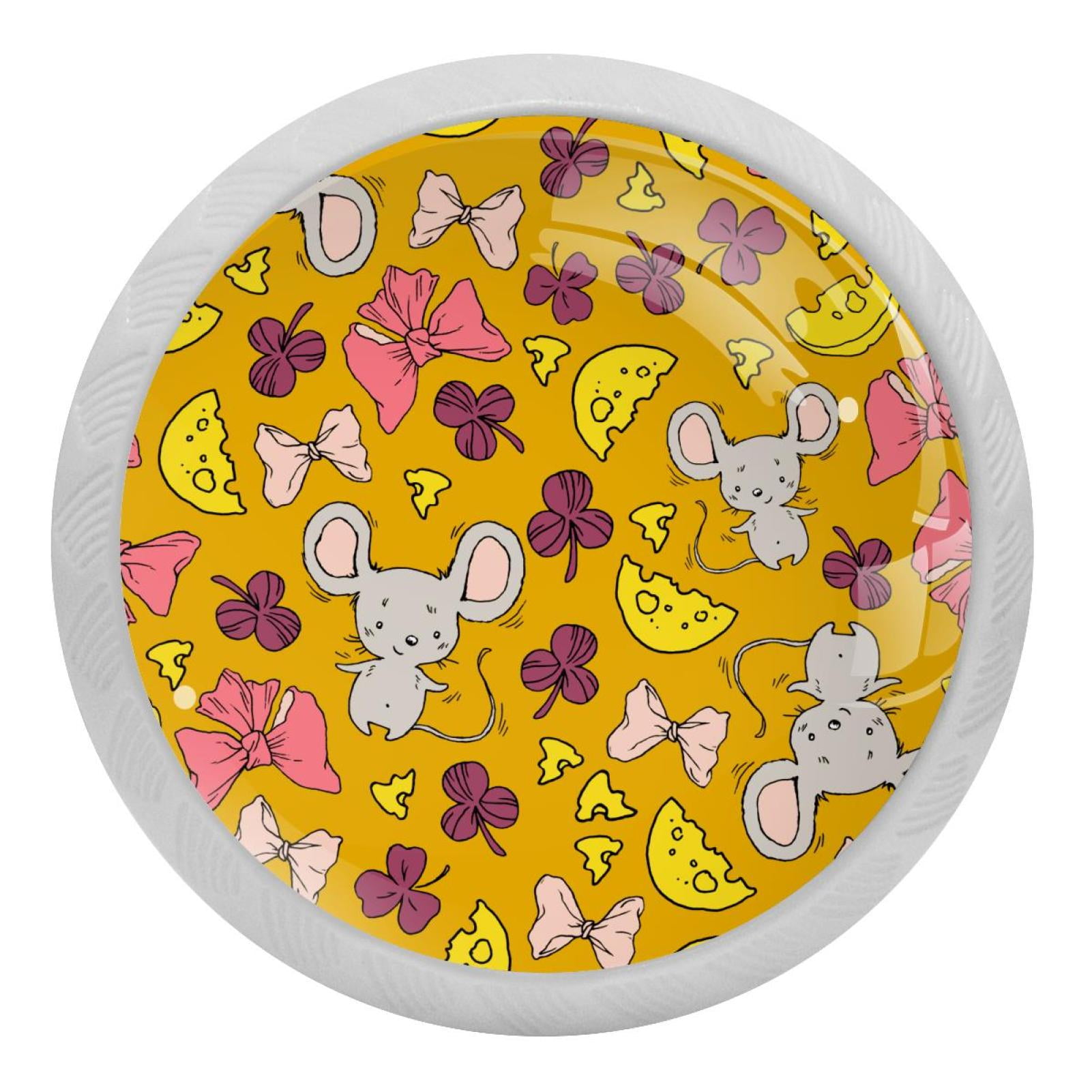 4PCS Round Mice Cheese Bows Cabinet Fluorescence Knob Glowing in the ...