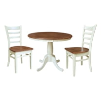 36" Solid Wood Round Pedestal Dining Table with 2 Dining Chairs - Multi ...