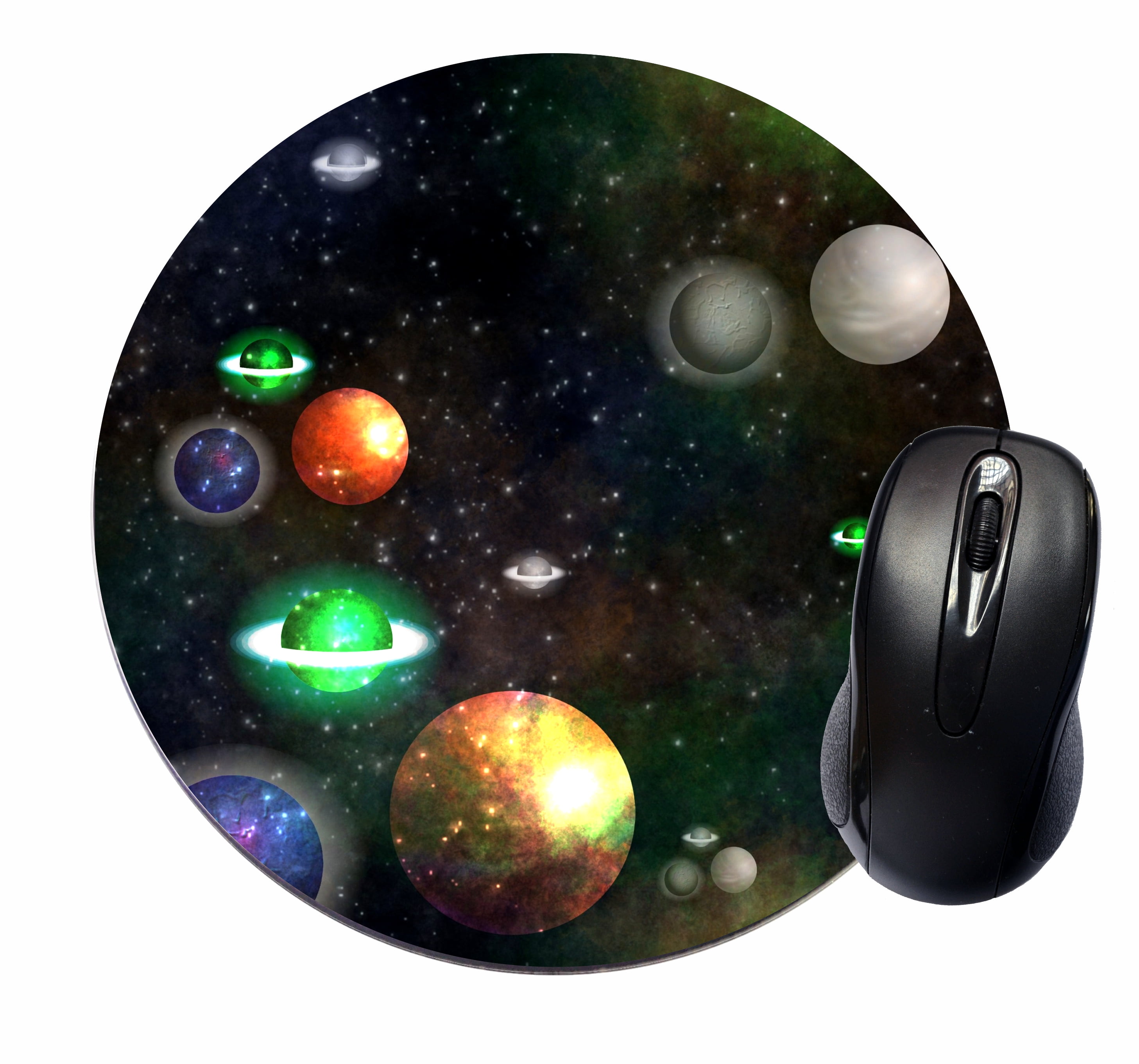 Mouse Mat Pad Mousepad Cute Desk Round Circle Mousemat Outer Space ...