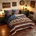 Manfei Rustic Wooden US Flag Full Size Bedding Sets, Welcome Print Full ...
