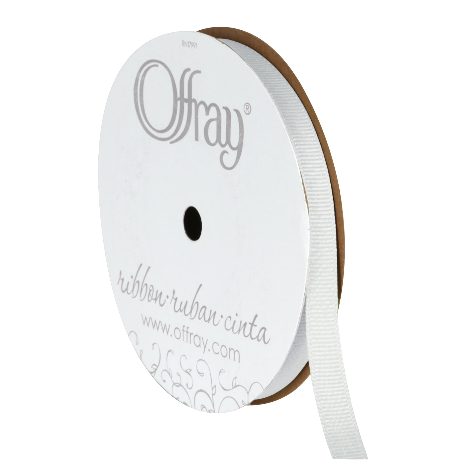 Offray Ribbon, White 3/8 inch Grosgrain Polyester Ribbon, 18 feet ...