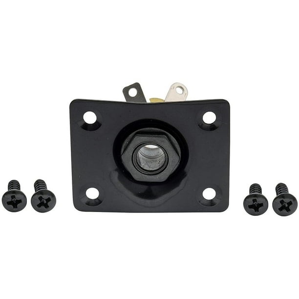 Black Universal Electric Guitar Output Jack Plate Socket Rectangle Tele ...