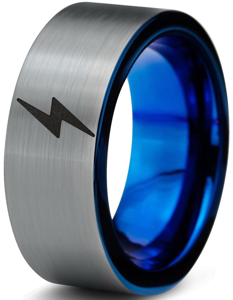 Tungsten Flash Thunder Lightning Bolt Band Ring 8mm Men Women Comfort ...
