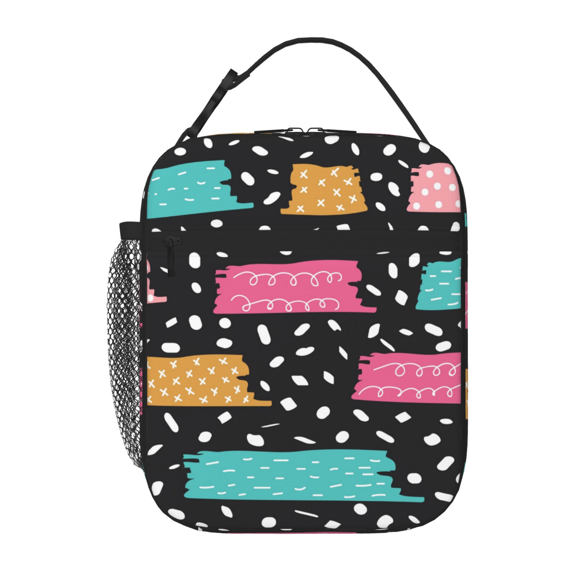 TEQUAN Portable Lunch Bag, Abstract Geometric Pink Graffiti Pattern ...