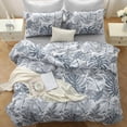 Bed-in-a-Bag Black Grey Leaves Full(82"x86") 7-Piece Botanical Pattern ...