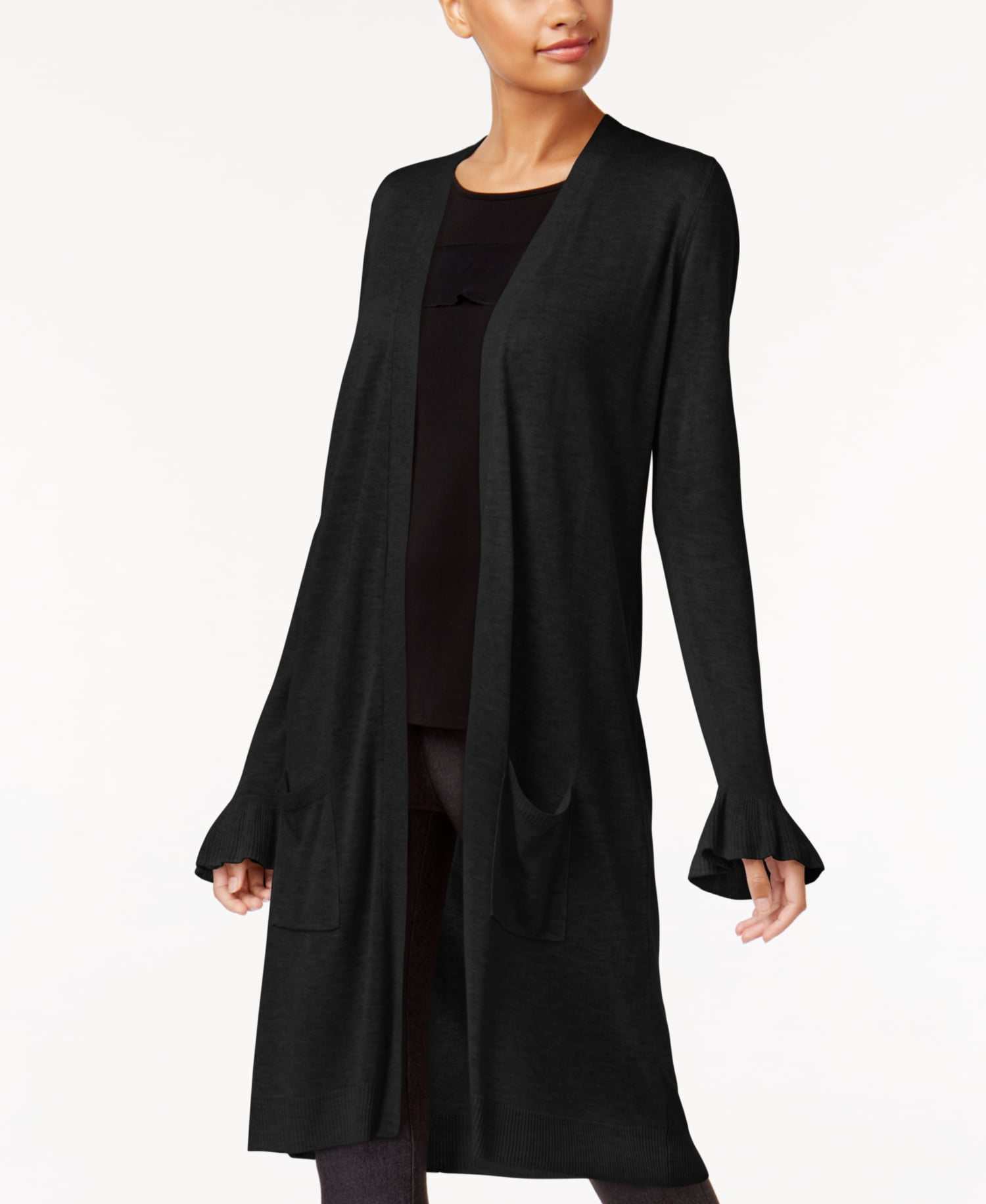 Joseph A-Ruffle-Sleeve Duster Cardigan-Regular-LARGE - Walmart.com