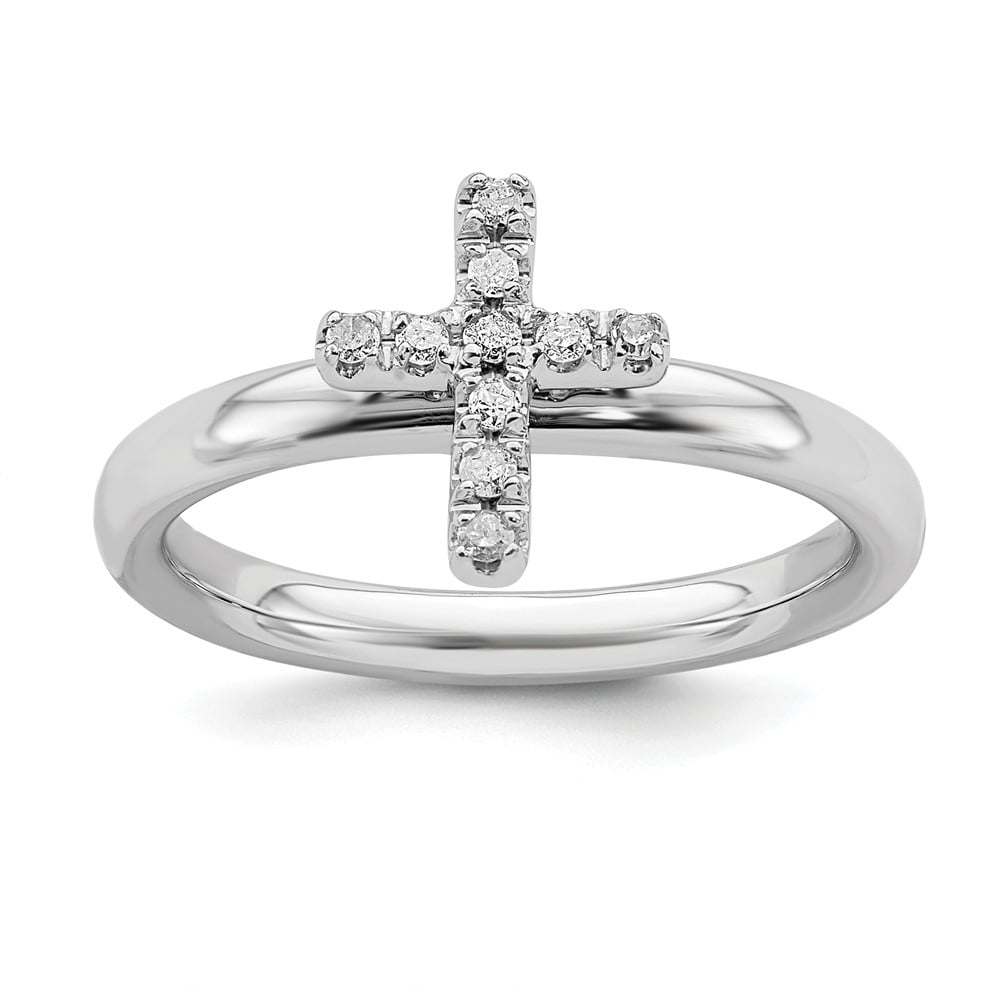 Sterling Silver Cross Diamond Ring - Walmart.com