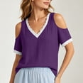 Ashirexll Womens Casual Tops Summer Solid Color V-Neck Short Sleeve Off ...