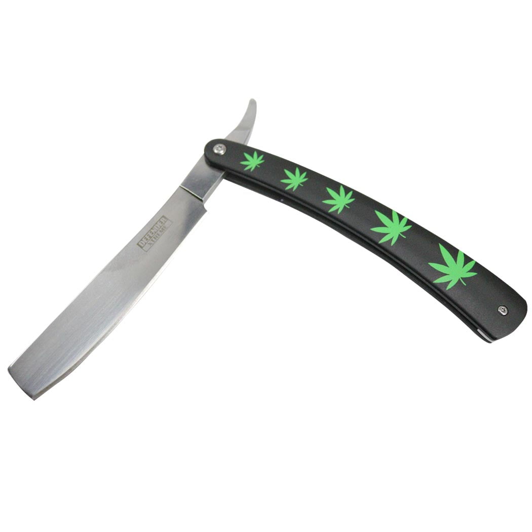 Defender-Xtreme 10' Straight Razor Green Leaf Folding Knife 3CR13 ...