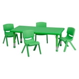 Flash Furniture 24''W x 48''L Adjustable Rectangular Plastic Activity Table Set in Multiple ...