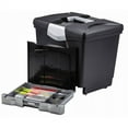 "Portable Office File Box, Black Plastic Mobile Storage Tote, Letter ...