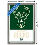 NBA Milwaukee Bucks - Logo 21 Wall Poster, 14.725" x 22.375", Framed ...
