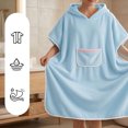 AFGFUF Light Blue Hooded Bath Poncho, Soft Absorbent Towel Robe with ...