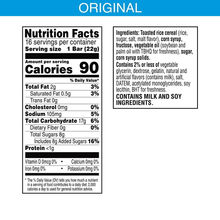 Rice Krispie Treats Nutrition Label Investigations | My Journey