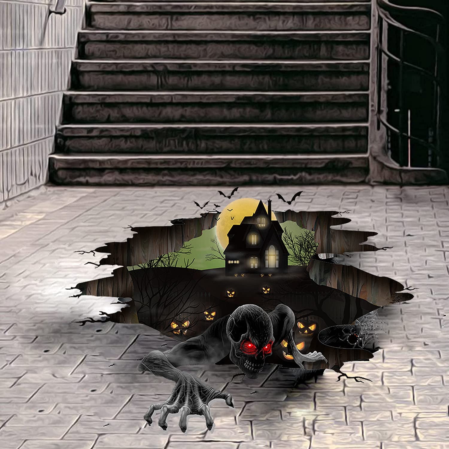 Halloween Floor Wall Ceiling Stickers PVC 3D Decorative Scary Ghost ...