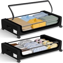 AnTom Lockable Under Bed Storage Box with Wheels, Foldable Underbed ...