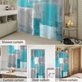 Bathroom Shower Curtain Abstract Grey White Blue Plaid Waterproof ...