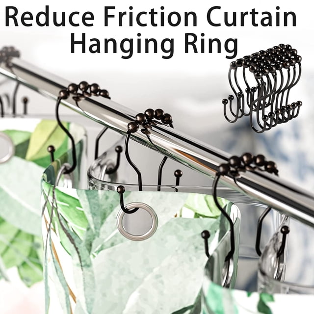Washranp 12Pcs Shower Curtain Hooks,Stainless Steel Rust Proof Double ...