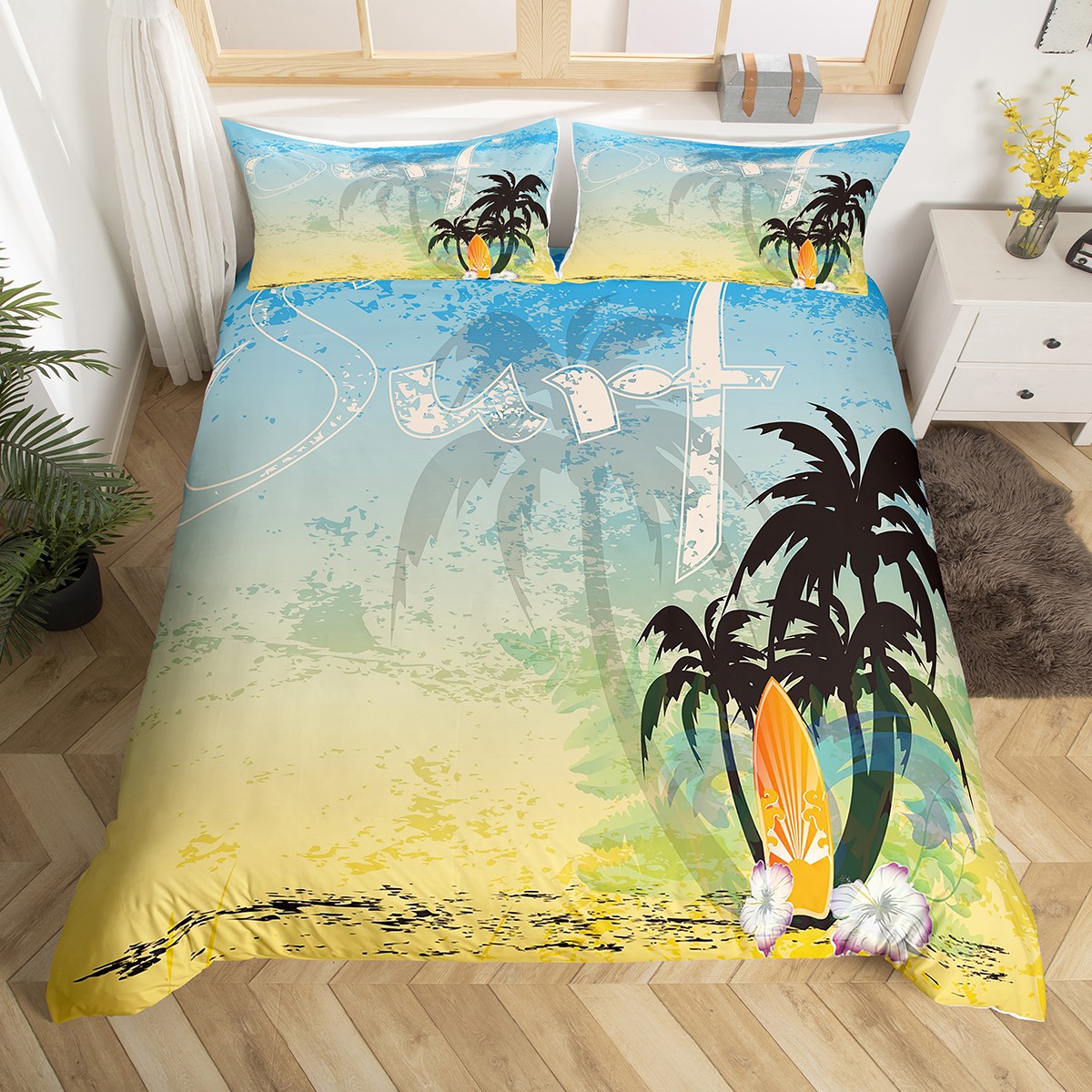 YST Ocean Beach Duvet Cover Full, Tropical Hawaiin Bedding Set for Kids ...