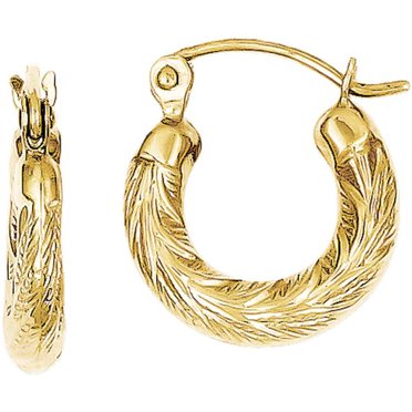 Primal Gold 10 Karat Yellow Gold Fancy Small Hoop Earrings - Walmart.com