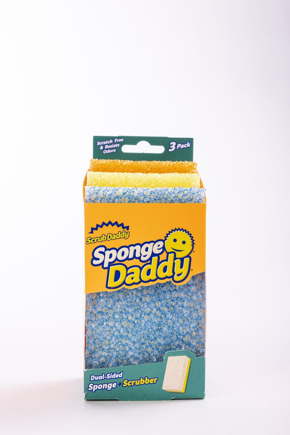Scrub Daddy Sponge Daddy Dual-Sided Non-Scratch, Multicolor, 3 Count ...