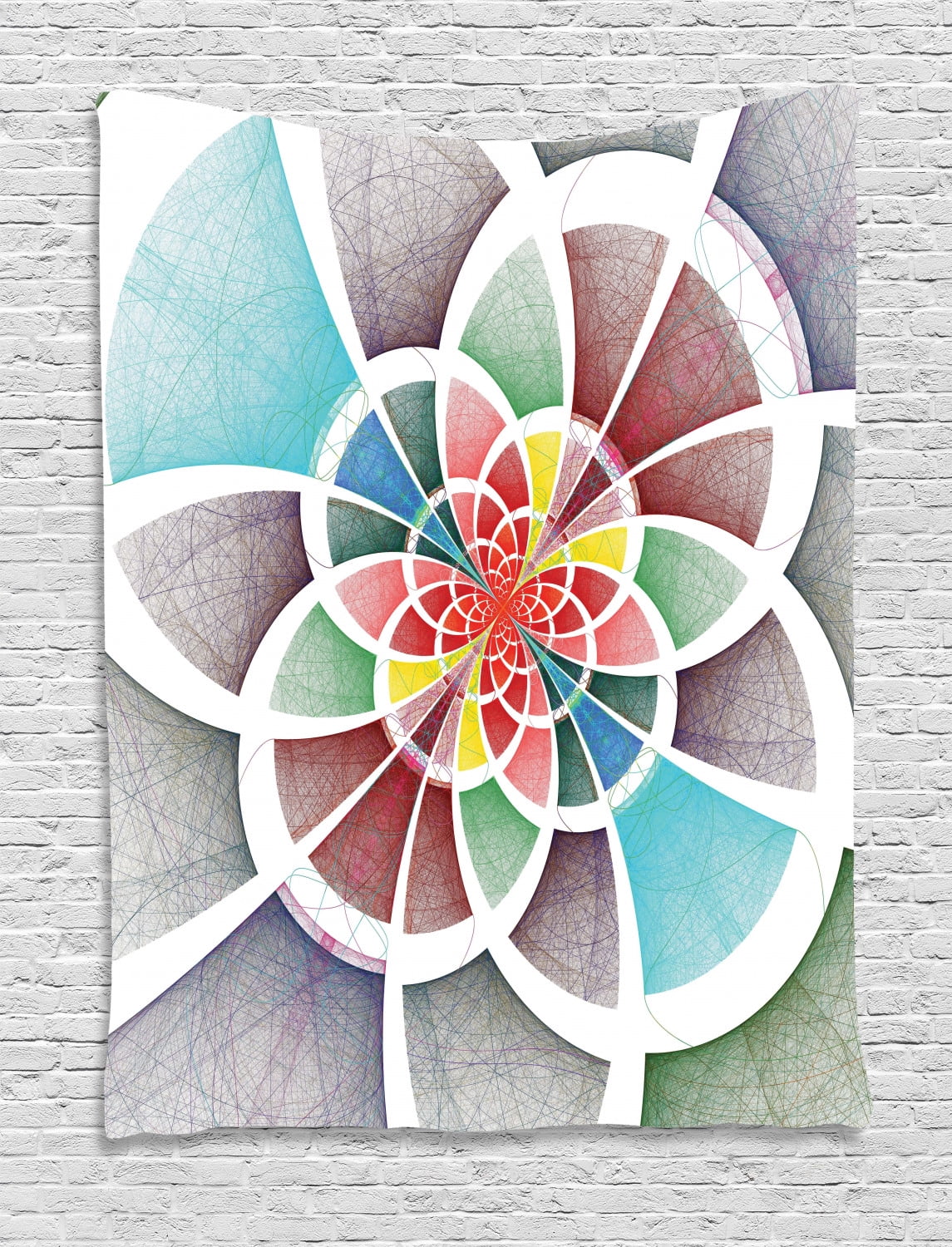 Colorful Tapestry, Circles with Fractal Lines Forming an Abstract ...