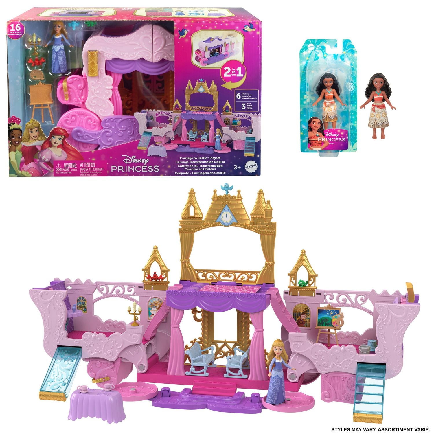 Disney Princess Bundle - Carriage To Castle Playset and Disney Princess ...