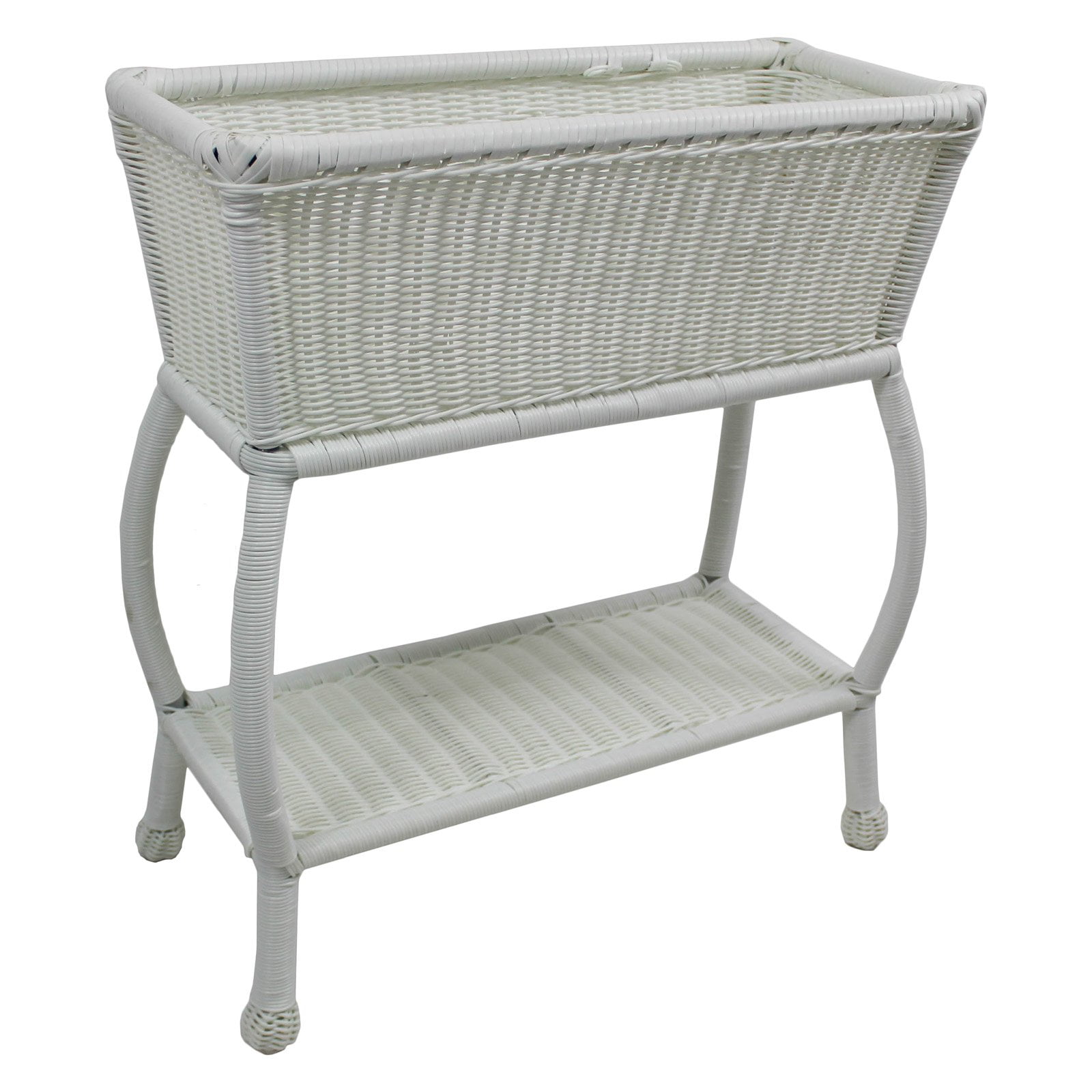 International Caravan Saginaw Indoor/Outdoor Oblong Wicker Plant Stand ...