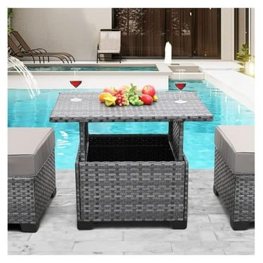 Muse & Lounge Co. Serene Wicker / Rattan Round Outdoor Coffee Table in ...