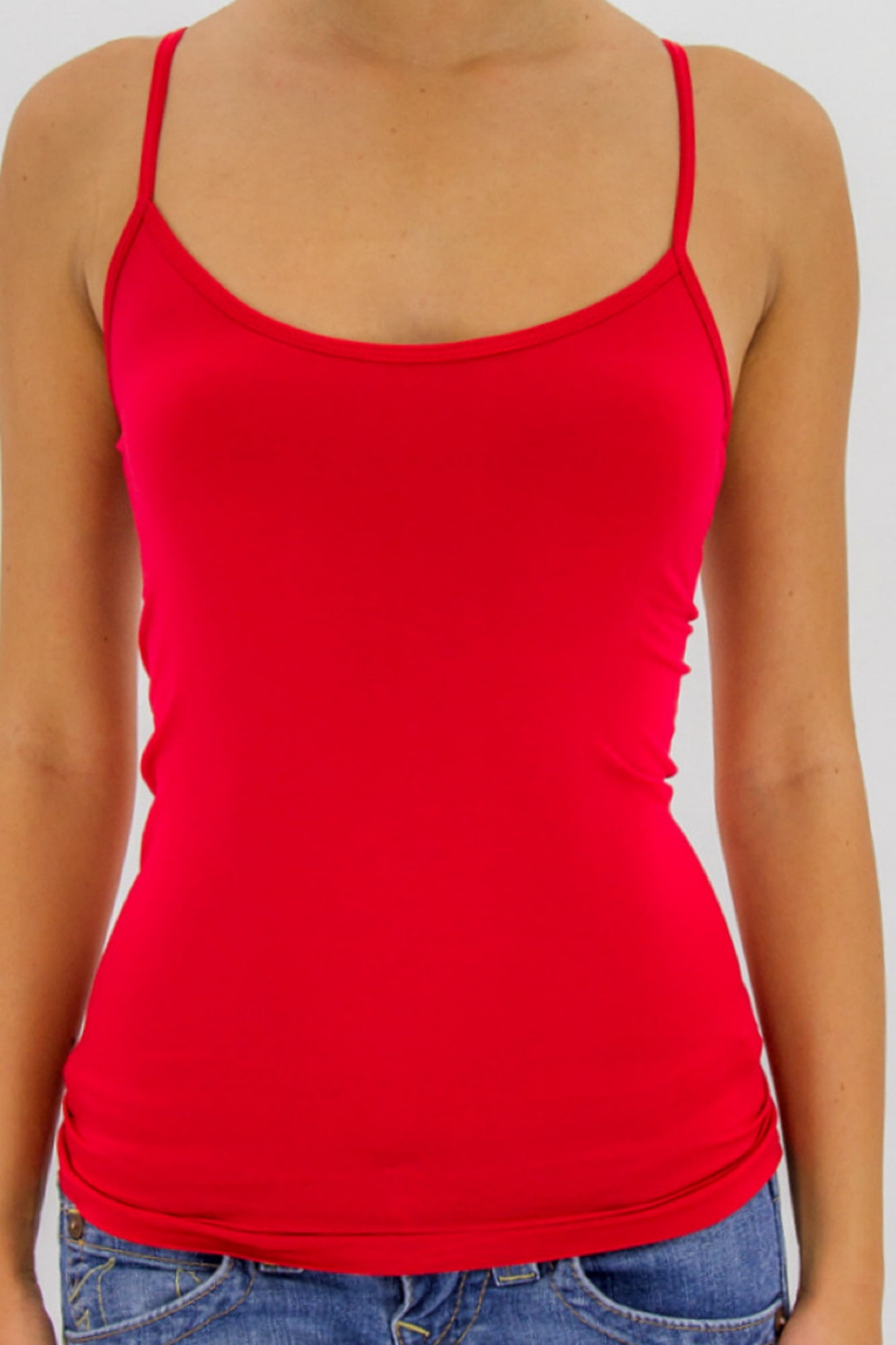 TD Collections Woman's Basic Seamless Long Camisole, Red One Size ...