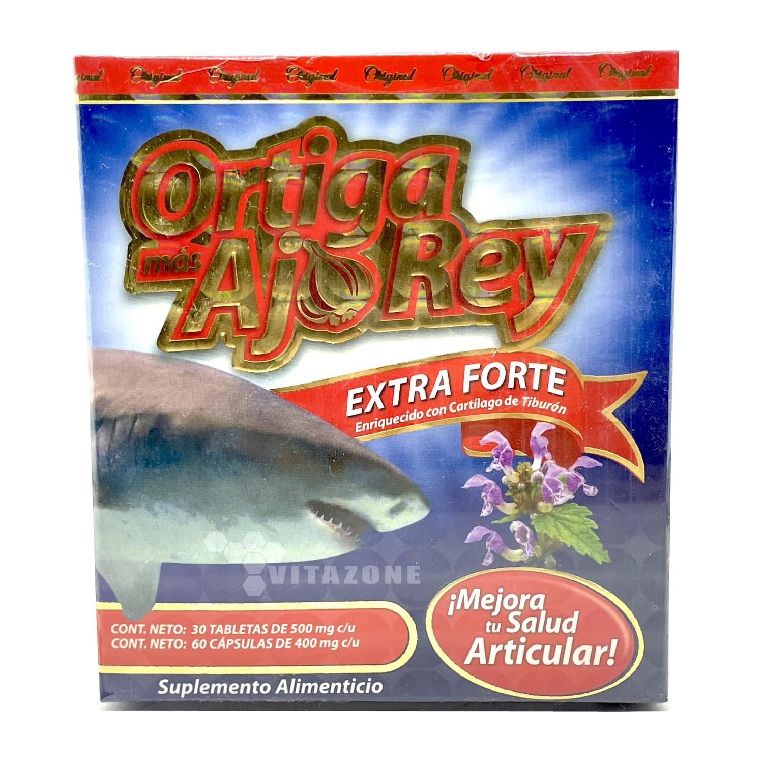Ortiga Ajo Rey Extra Forte 2 frascos (30 y 60 caps)Cartílago Omega ...