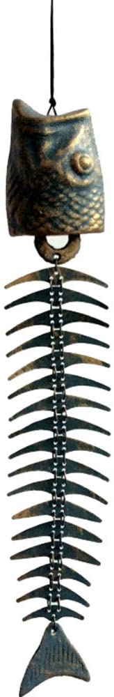 Mornenjoy Bronze Fish Bone Cast Iron Wind Chimes Vintage Metal Wind ...