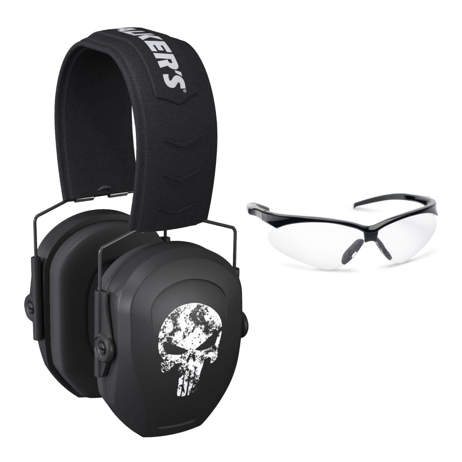 Walker's Razor Slim Passive Safety Ear Muffs (Punisher Skull) with ...