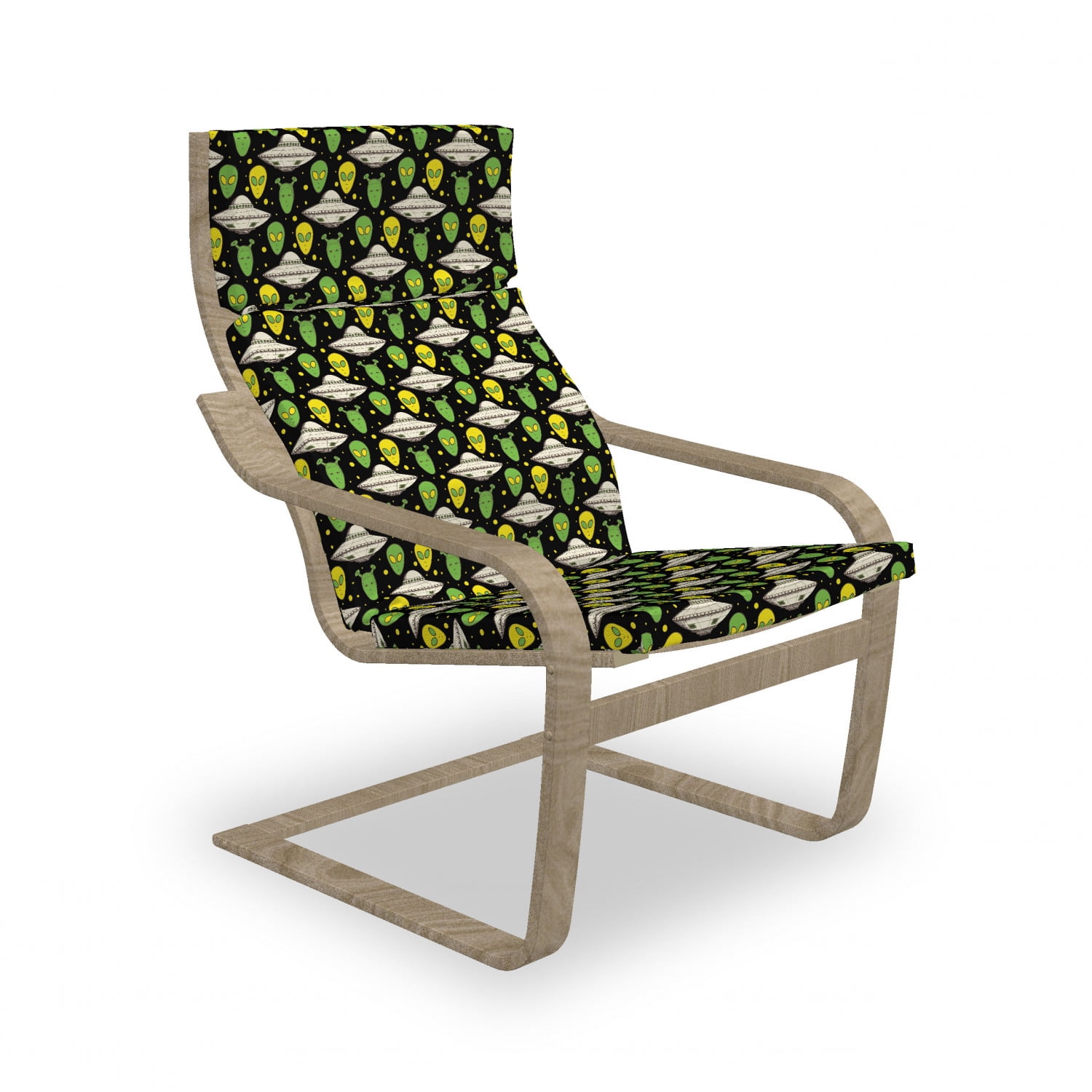Alien Armchair Pad and Slipcover, Sketch Style Portraits Dotted ...