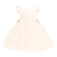 Bainana Girls Tutu Dress Toddler Solid Color Ruffled Sleeve Crew Neck ...