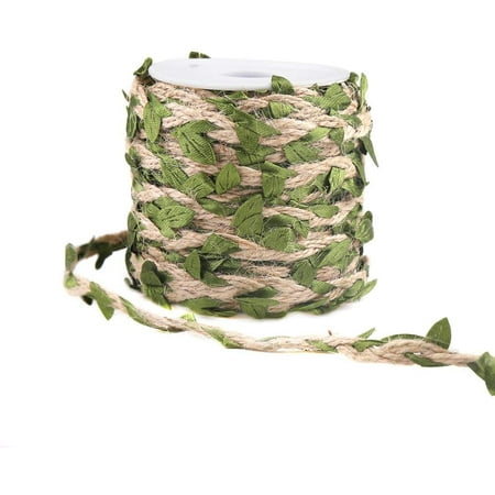 5MM Burlap Leaf Ribbon,Natural Jute Twine with Artificial Leaves for ...