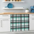 Abstract Stripes Cabinet Curtains 10" W x 11" L, Turquoise Black Grey ...