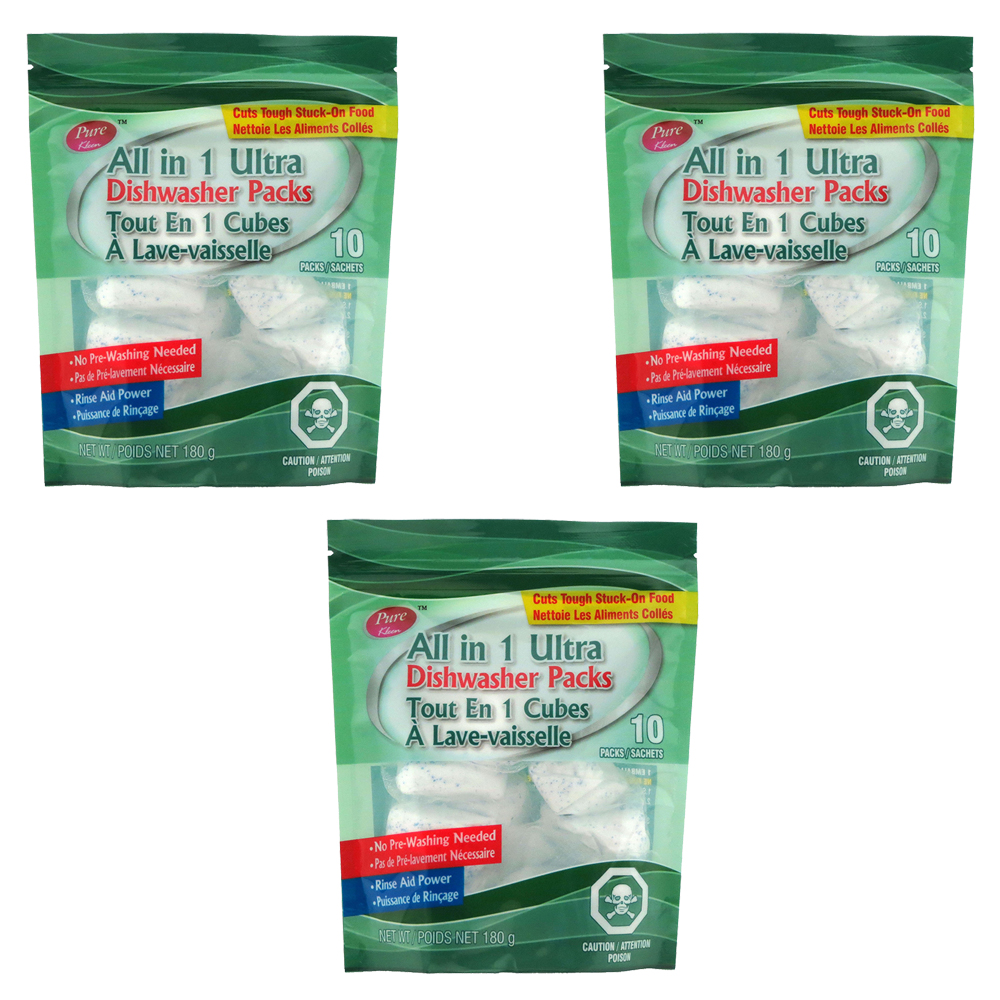 Dishwasher Packs 180g All in 1 Ultra Pure-kleen (Pack of 3) | Walmart ...